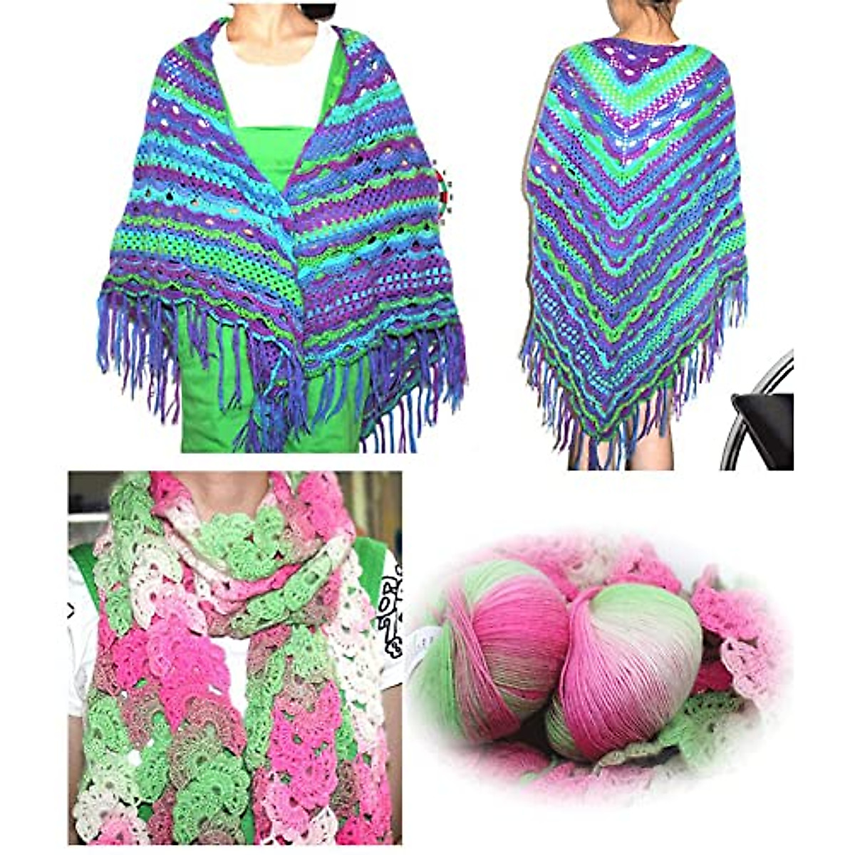 Wool Yarn for Knitting & Crocheting 2 Skeins Gradient Rainbow Color Wool Yarn Soft Lightweight Crochet Yarn for Crocheting Projects Handcrafts - 50g/Ball