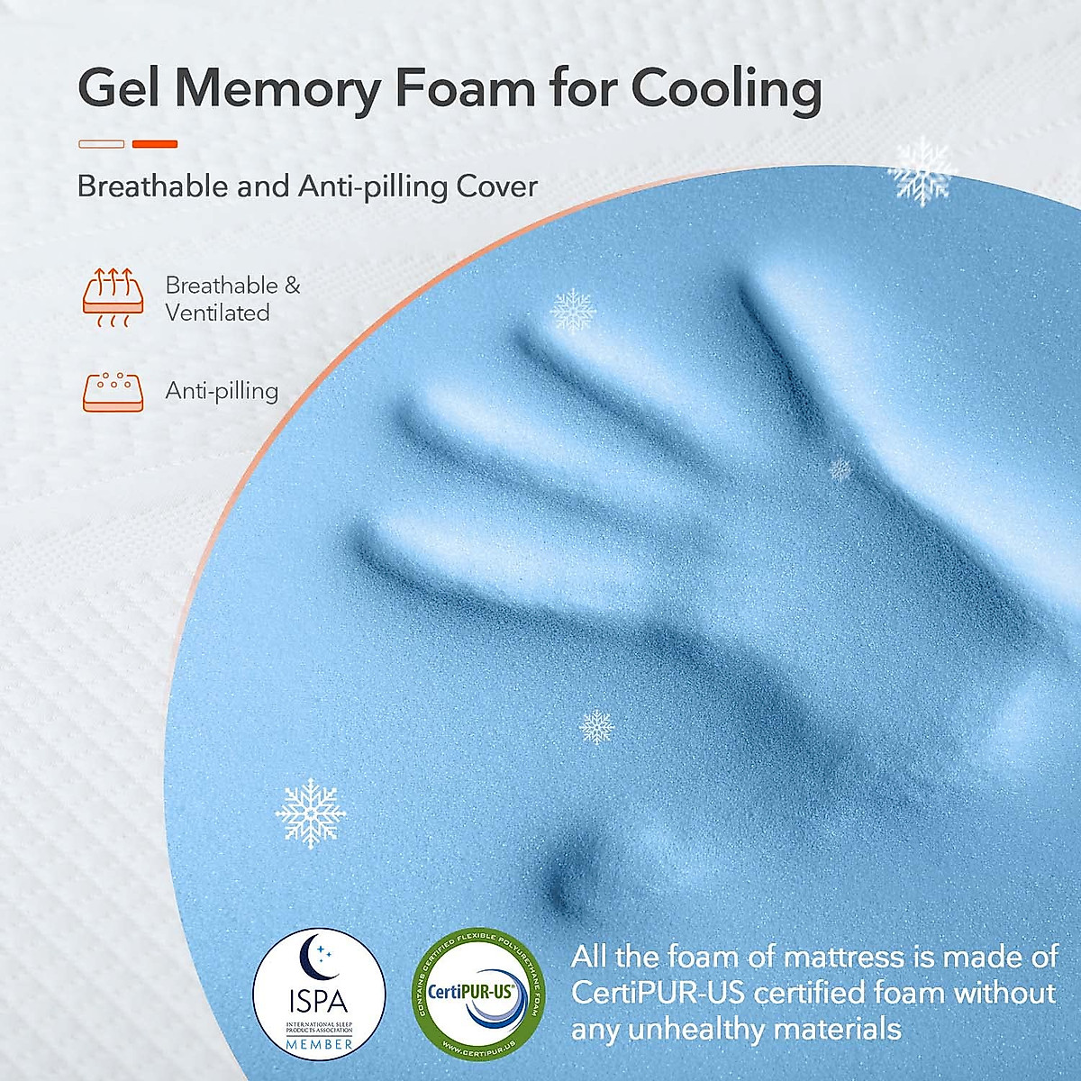 Sweetnight Full Size Mattress, 12 Inch Gel Memory Foam Mattress in a Box for Cooling Sleep, Flippable Mattress with Two Firmness Preference, Pressure Relieving, CertiPUR-US Certified, Gray+White