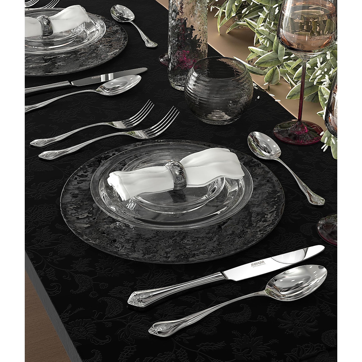 Regent Bead Flatware Set, 20-Piece Stainless-Steel Luxury Silverware Set Service for 4, Pearled Edge Tableware Cutlery Include Knife Fork Spoon, Dishwasher Safe