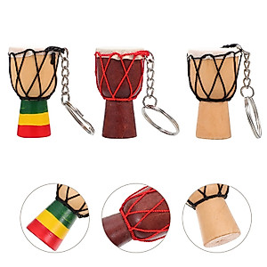 ARTIBETTER Music Lover Gift 3Pcs Djembe Drum Keychain Congo African Wood Drum Goblet Keyring Pendant Car Key Holder Backpack Bag Hanging Ornament for Souvenir Gift Mini African Drum