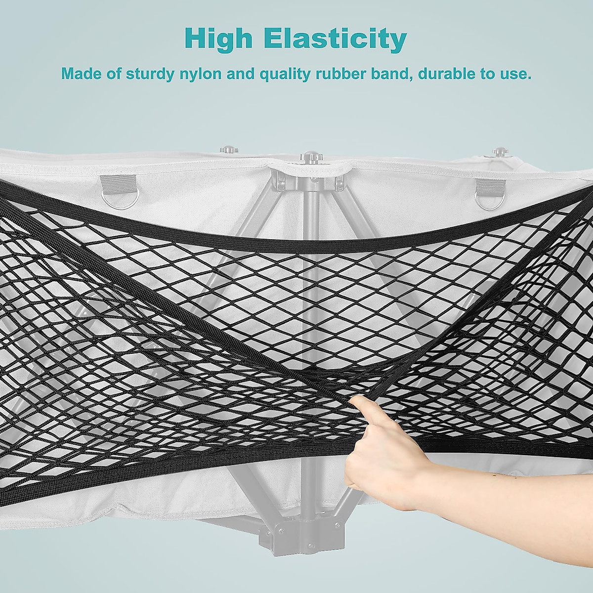 Raynesys Heavy Duty Wagon Cargo Net, Double-Layer Wagon Accessories for Beach Wagons Carts, Elastic Storage Organizer Net with Hook, 31.5in x 14.5in, 2 Pack