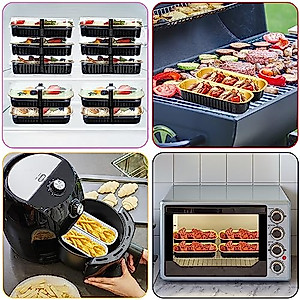 JuneHeart Mini Loaf Pans with Lids and Spoons, 100 Pack, Black, 6.8oz, Rectangular Aluminum Foil Baking Pans