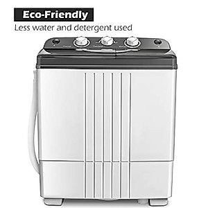 COSTWAY Portable Washing Machine, Twin Tub 20Lbs Capacity, Washer(12Lbs) and Spinner(8Lbs), Compact Laundry Machines Durable Design Energy Saving, Rotary Controller Drain Hose