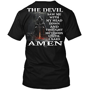 ATMTEE The Devil Saw Me with My Head Down T-Shirt, Christian T-Shirts, Christian Men T Shirts, Black T-Shirt for Christian (as1, Alpha, x_l, Regular, Regular, Black)