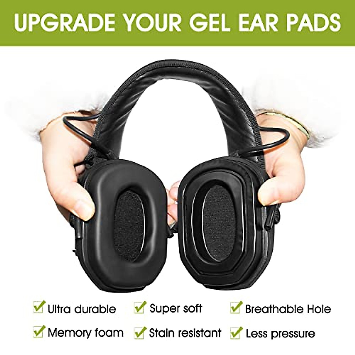 ZOHAN EP03 Gel Ear Pads for Walker’s Razor Earmuffs, Soft and Comfortable Replacement Gel Ear Cups with Sealed Bottom Shell