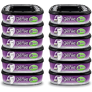 Litter Genie Ultimate Cat Litter Disposal System Refills, Lock Away Odors, Purple ,12 Cartridges