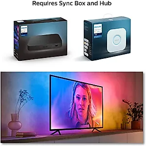 Philips Hue Gradient LightStrip 75" (Sync with TV, Music and Gaming), Hue Hub & Hue Sync Box Required (Renewed)