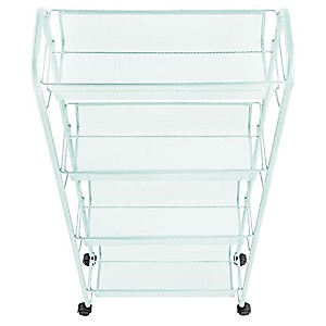 mDesign Slim Steel Metal Rolling Utility Cart Storage Organizer Trolley with 4 Basket Shelves for Laundry Room, Kitchen, Bathroom Organization, Narrow Holder for Detergent, Biro Collection, Mint Green