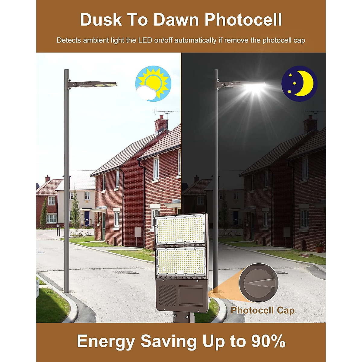 ADUB 320W LED Parking Lot Light with Photocell, 300W LED Flood Light ETL Listed