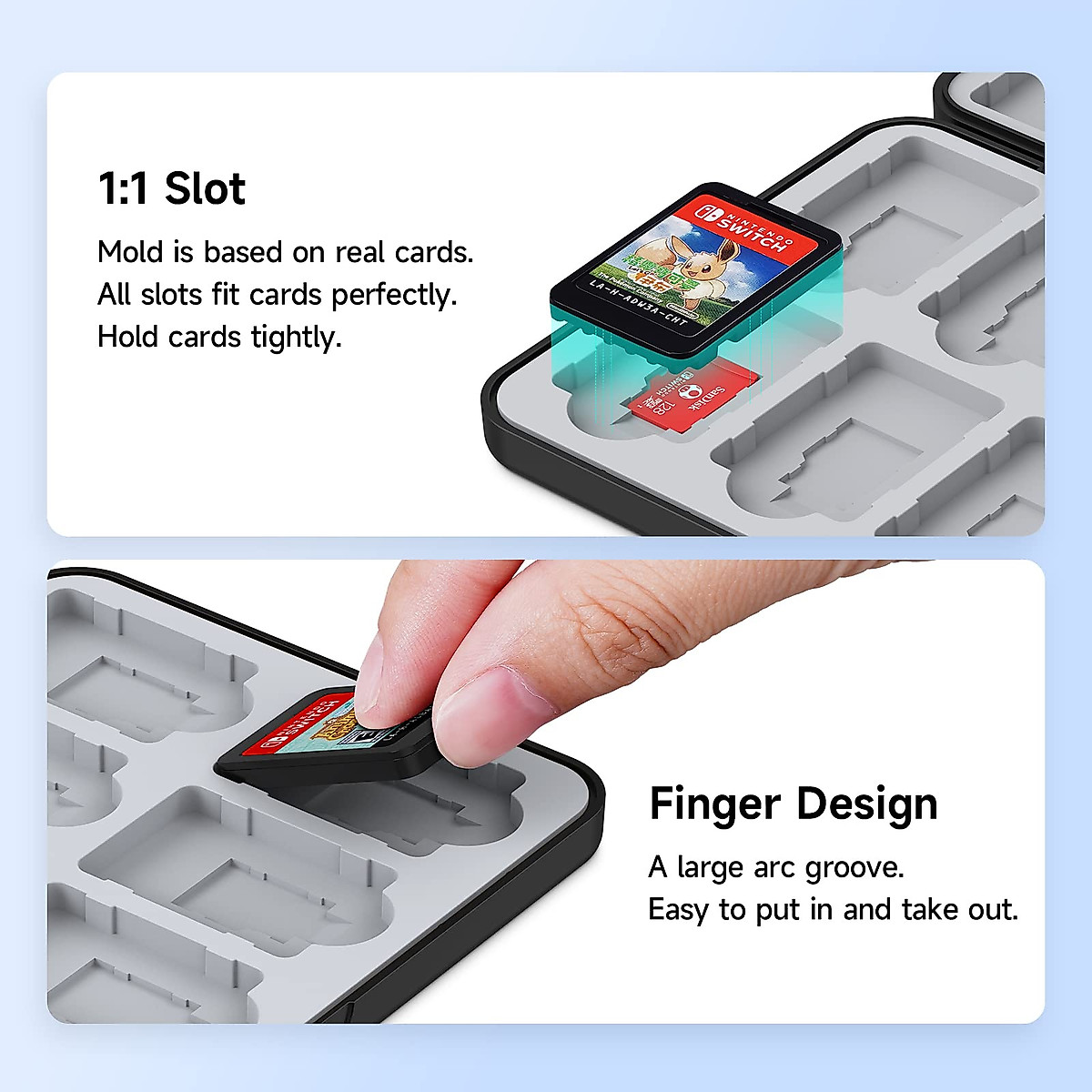 JINGDU 24-Slot Switch Game Case for Switch Games & micro SD Cards, Hard Shell, Soft Lining, [Shockproof, Portable], the Switch Game Holder Suitable for NS, Lite & OLED Games, Black