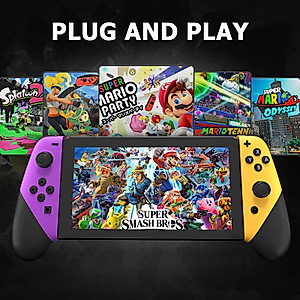 Joycon Controller Replacement for Switch Joycon,Alternatives for Left and Right Joy Con Controller,L/R Switch Controller Support Wake-up Function with Grip Stand (Purple and Orange)