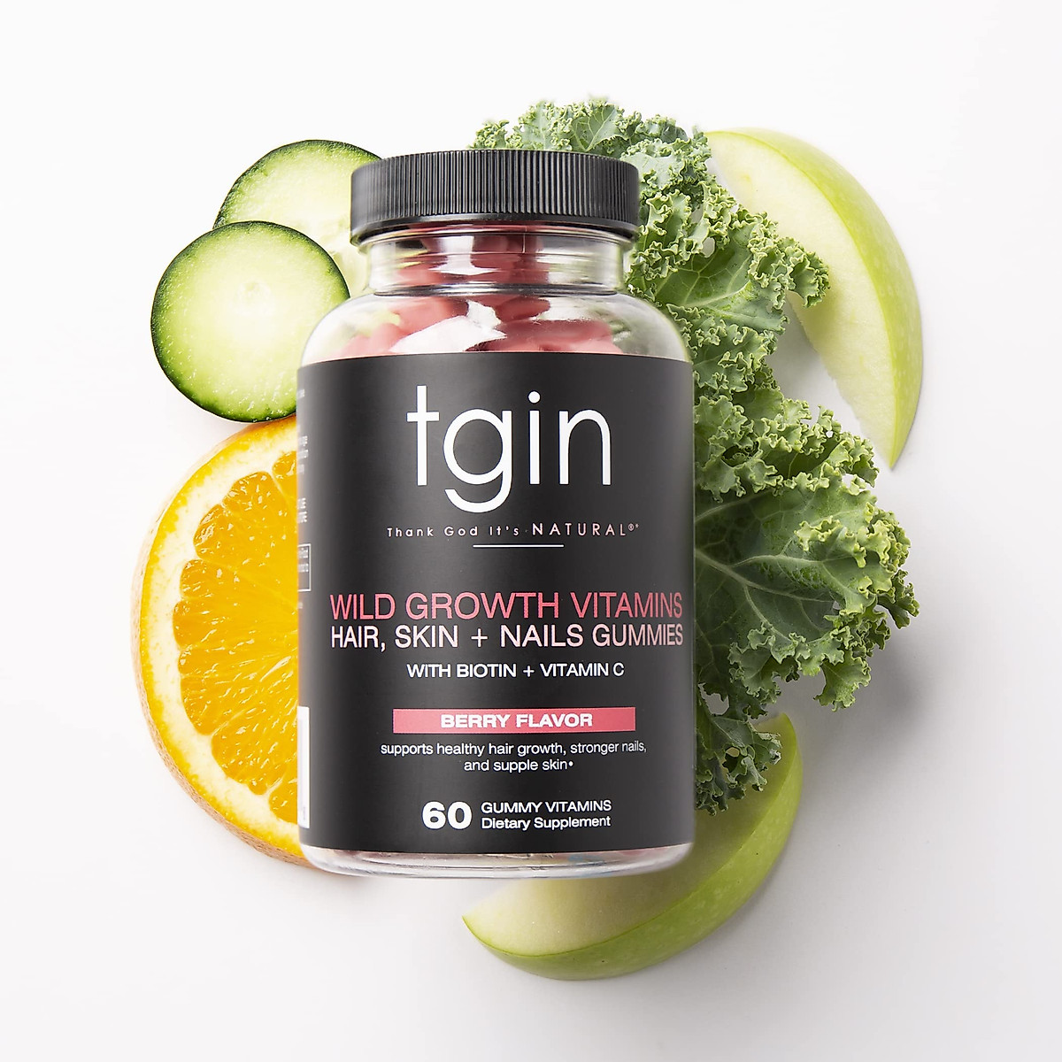 Thank God It's Natural tgin Wild Growth Vitamins Hair Skin + Nails Gummies Duo Box - 120 Count - Repair - Restore - Hair Growth