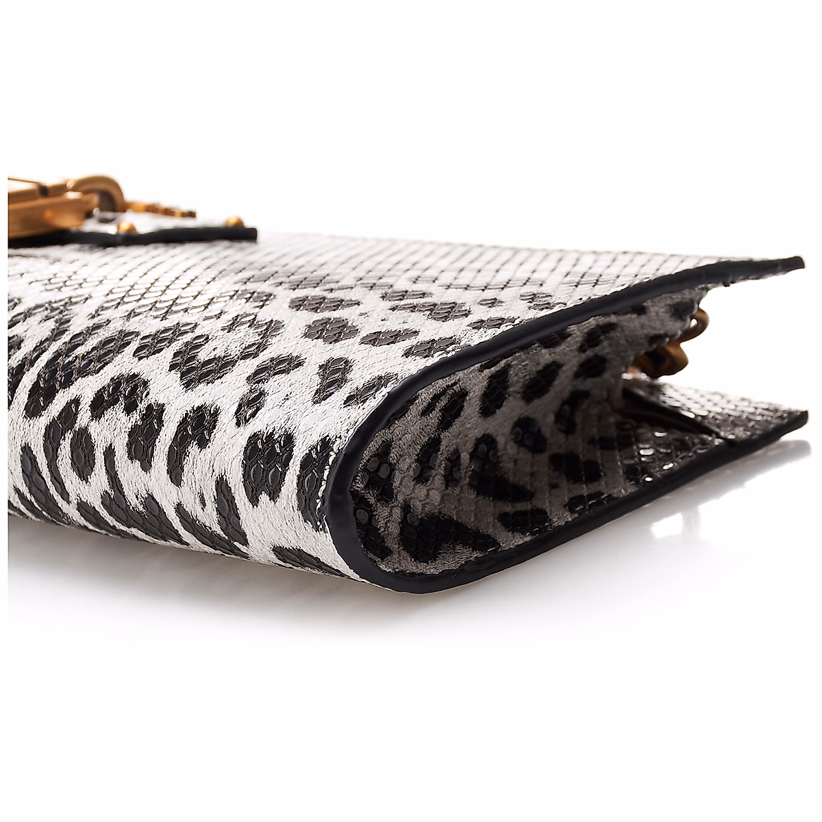 GUESS Centre Stage Top Zip Clutch, Black/White Leopard