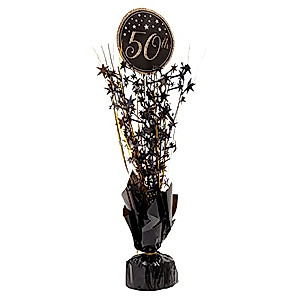 3 Pack 50th Birthday Decorations, Black and Gold 50th Anniversary Cascading Centerpieces (14.5 Inches)