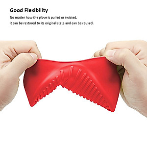 Decobay Mini Oven Gloves Silicone Heat Resistant Cooking Pinch Mitts Potholder for Kitchen Cooking, Baking and Kitchen Mittens Pinch Mitts (Red)
