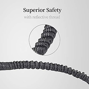 iYoPets Double Dog Leash with Two Extra Traffic Handles, 360 Swivel No Tangle Dual Dog Walking Leash, Comfortable Shock Absorbing Reflective Bungee for Two Dogs (18~120 lbs, Black)