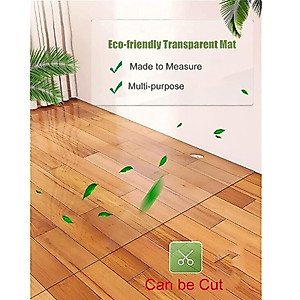 Clear PVC Desk Chair Mat PVC Carpet Protector for Hardwood Floors,100% Waterproof Vinyl Plastic Floor Mat,Can Be Cut for Hardwood Floor, Can Be Cut,75/95/115/135/155/165cm Wide for Office & Home (Col