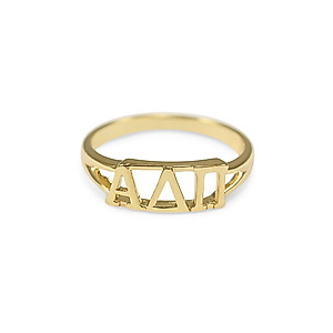 The Collegiate Standard Alpha Delta Pi 14k Gold Plated Sorority Ring with Greek letters (7.0)