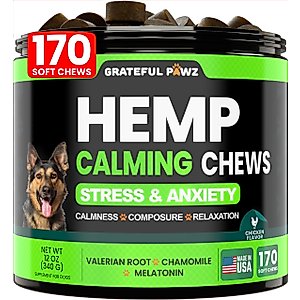 Hemp Calming Chews for Dogs - Dog Calming Chews - 170 Anxiety Relief Treats - Hemp Oil - Dog Calming Treats - Sleep Calming Aid - Advanced Calming Health Joint Support Supplement - Separation, Barking