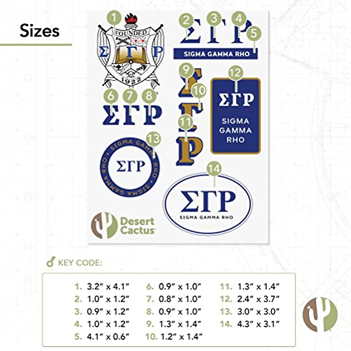Sigma Gamma Rho Standard Sticker Sheet Decal Laptop Water Bottle Car (Full Sheet - Standard)