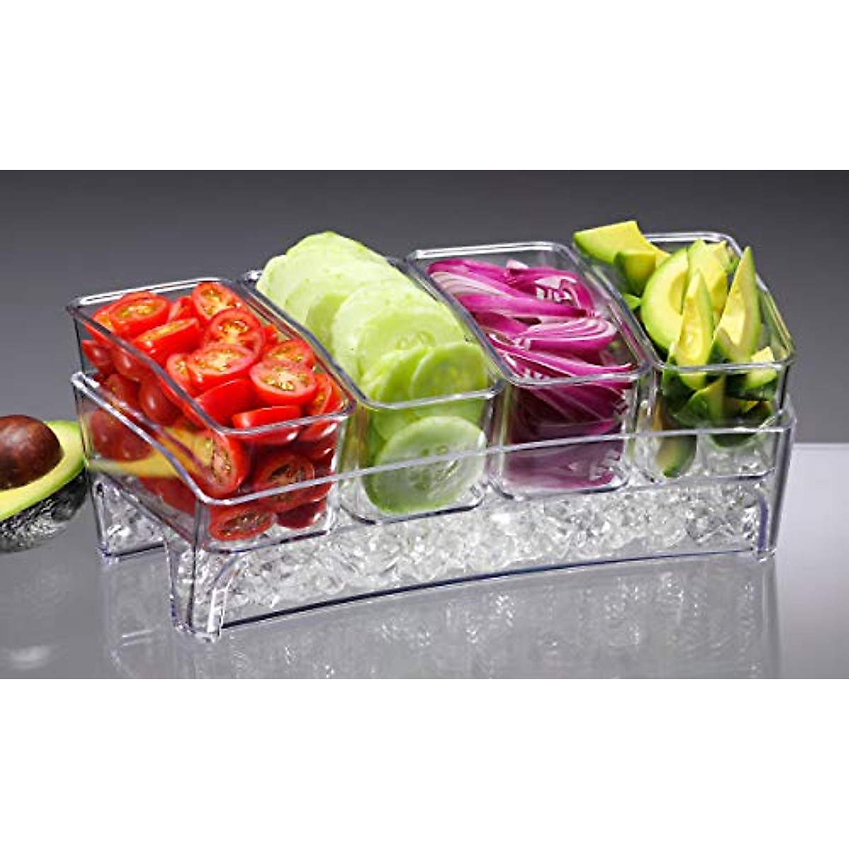 Prodyne Acrylic SB-6 Condiment Bar On Ice, Clear