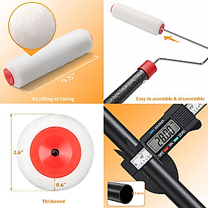 Paint Roller, 6 FT Paint Roller kit Adjustable Paint Roller Extension Poles with Brush Stainless Steel Poles Splicing Rod House Mural Brush for Walls and Ceiling