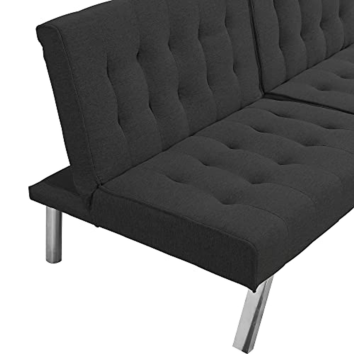 NewCosmos Wood Frame, Stainless Leg, FUTON, Sofa Bed Black