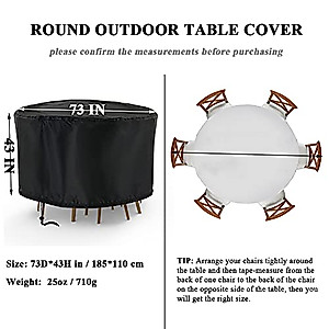 Onlyme Patio Furniture Covers Waterproof, 73 in Round Patio Table Cover, All Season Available Patio Covers for Outdoor Furniture