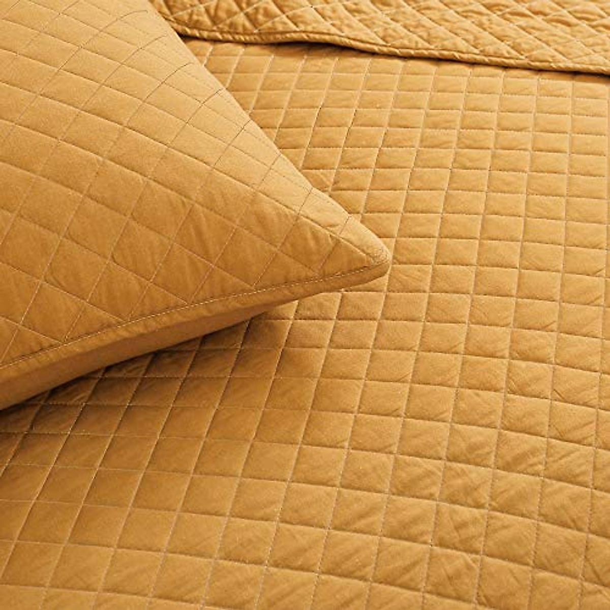 Lush Decor Ava Diamond Oversized 3 Piece Cotton Quilt Set, Mustard, King