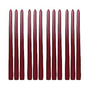 Zest Candle 12-Piece Taper Candles, 12-Inch, Burgundy