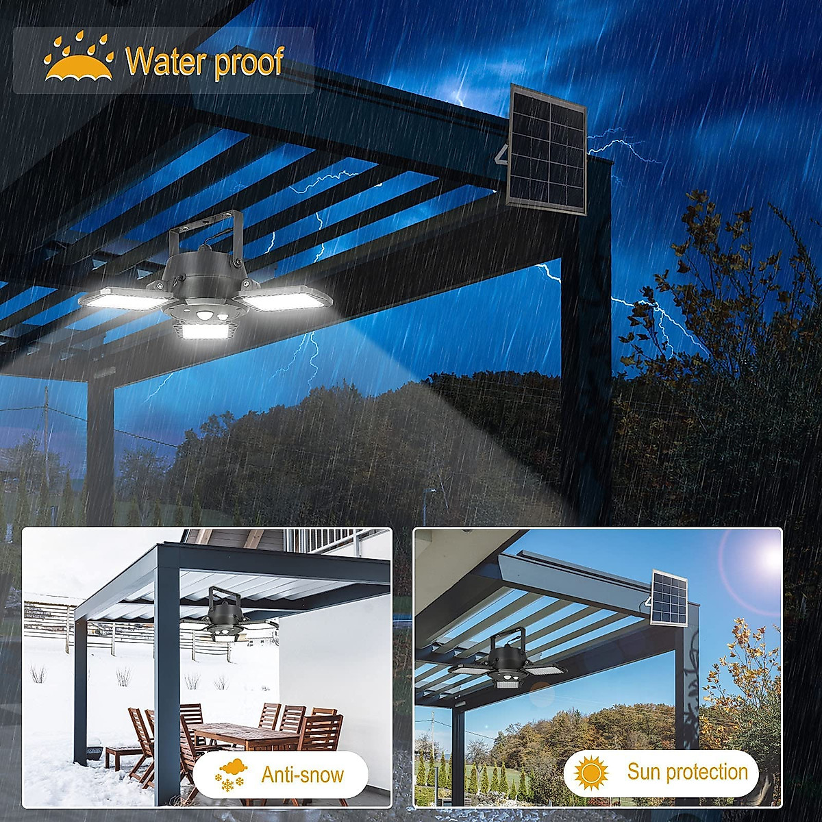 Solar Shed Lights with Dual Lamps, Outdoor Indoor 800LM 192LED Motion Sensor Solar Powered Pendant Light with Remote Control 120° Adjustable Heads IP65 Waterproof for Gazebo Garage Porch