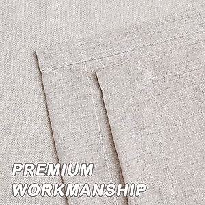 Enactex Linen Textured 84 Inch Pinch Pleat Light Filtering Curtains for Living Room, Semi Sheer Farmhouse Privacy Back Tab Window Treatments for Bedroom 2 Panels, Natural