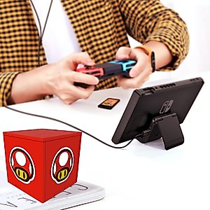 UFOPETIE 16 in 1 Game Storage Box for Switch Game Cards Mario Games Cube up to 16 Games,for Nintendo Switch Game Card Case Cube Nintendo Switch Game Storage Box Mario Mushrooms Thumb Grip 2PCS