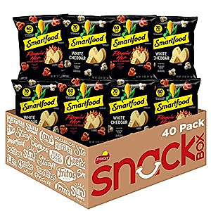 Smartfood Popcorn Flamin' Hot & White Cheddar Variety Pack Pack of Whole Grain Snacks, White Cheddar Flamin' Hot, 40 Count