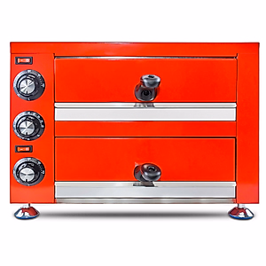 KOOTEN Commercial 12" Electric Pizza Oven, Indoor 2-Layers Pizza Maker, Countertop Stainless Steel Oven with Timer for Restaurant Home Potluck, Red
