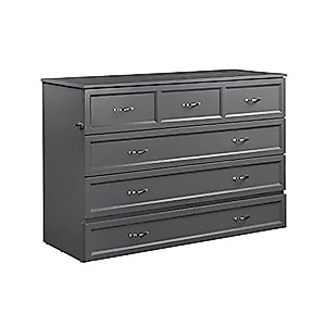 AFI Deerfield Murphy Bed Chest with Charging Station, Queen, Grey