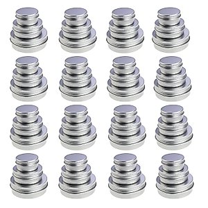 LJY 48 Pieces Round Aluminum Cans Screw Lid Metal Tins Jars Empty Slip Slide Containers (Mixed Sizes)
