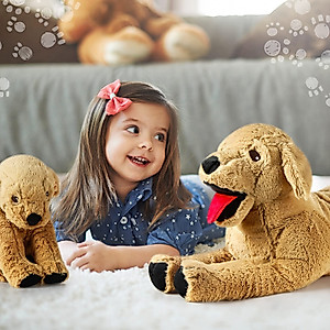 2 Pcs Dog Stuffed Animals Plush, Soft Cuddly Golden Retriever Plush Toys Large Stuffed Dog Toy Stuffed Animals Puppy Dog Toys for Birthday Party, Mother's Day,27.6 Inch and 13.8 Inch(Composite Style)