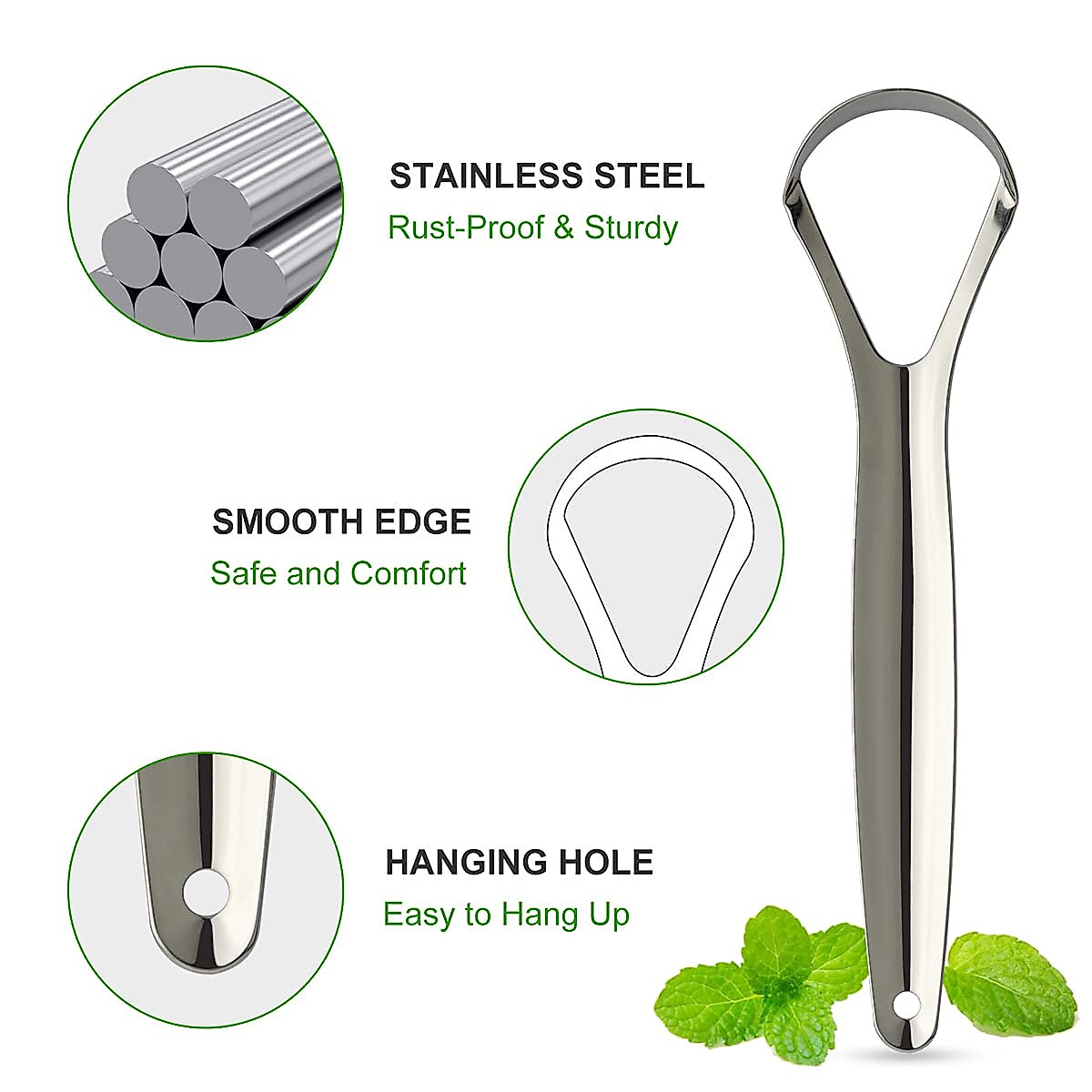 Stainless Steel Tongue scraper for Adults and Kids, Fights Bad Breath, 2 Pack Tongue Cleaner with Travel Case, Great for Oral Care, Non-Synthetic Metal Handle, Easy to Clean