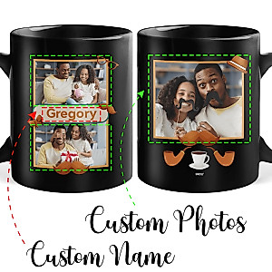 Black Ceramic Coffee Mug Photo Mugs Personalized Picture Custom Name Birthday Gifts For Fathers Day Men Dad Grandpa Husband Drinking Tea Cups Table Desk Accessories 11 and 15 Oz