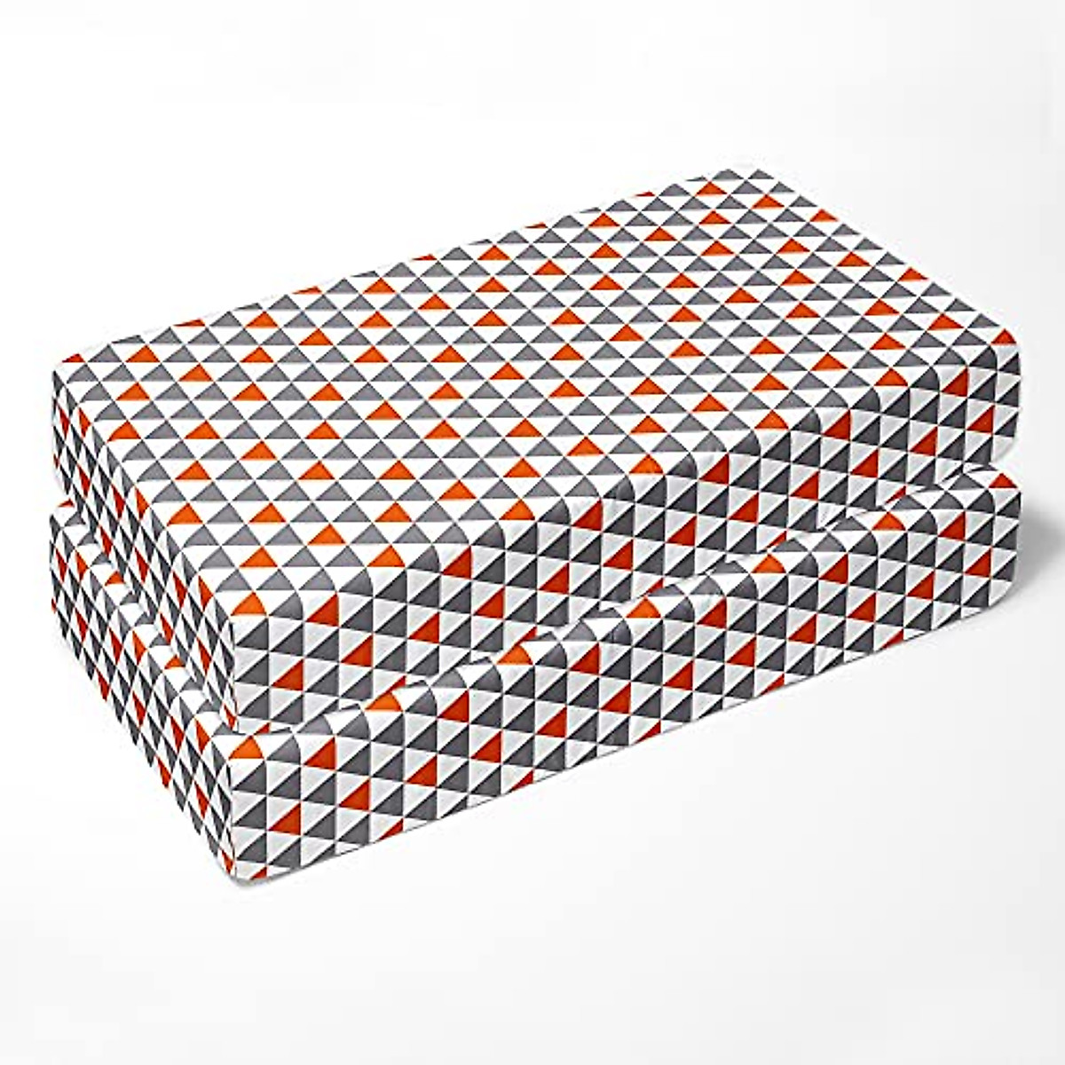 Bacati Triangles 2 Piece Crib Fitted Sheet, Orange/Grey (PFOG2CFS1)