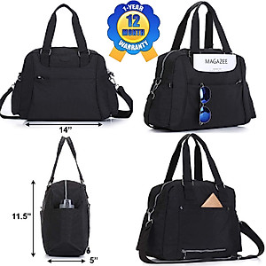 Lily & Drew Nylon Travel Tote Cross-body Carry On Bag with shoulder strap (Black)