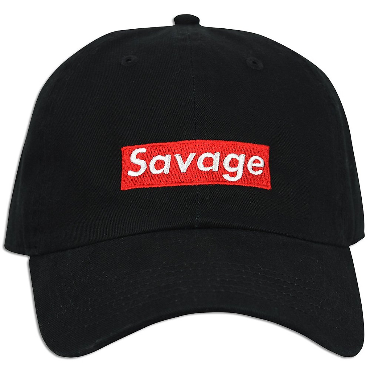 JLGUSA Savage Embroidered Dad Cap Hat Adjustable Polo Style Unconstructed (Black)