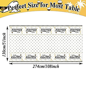 gisgfim Retirement Party Decorations Set of 3 White and Gold Happy Retirement Tablecloth for Retirement Party Supplies Table Cover Table Decorations