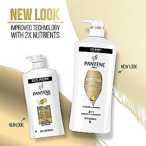 Pantene 2-in-1 Shampoo and Conditioner Twin Pack with Hair Treatment Set, Daily Moisture Renewal for Dry Hair, Safe for Color-Treated Hair (Set of 3)