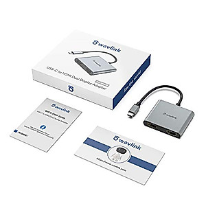 WAVLINK USB C to Dual HDMI Adapter 4K@60Hz, Thunderbolt 3/4 Compatible, Type C to HDMI Multi Monitor Converter for MacBook Pro/Air,Dell XPS 13/15,HP,Lenovo Yoga,etc(DP Alternate Mode Required)
