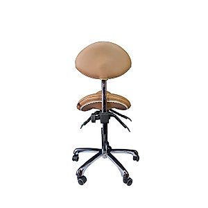 Spa Luxe Rolling Stool with Back Support for Beauty, Exam, Office and Home (Clay)