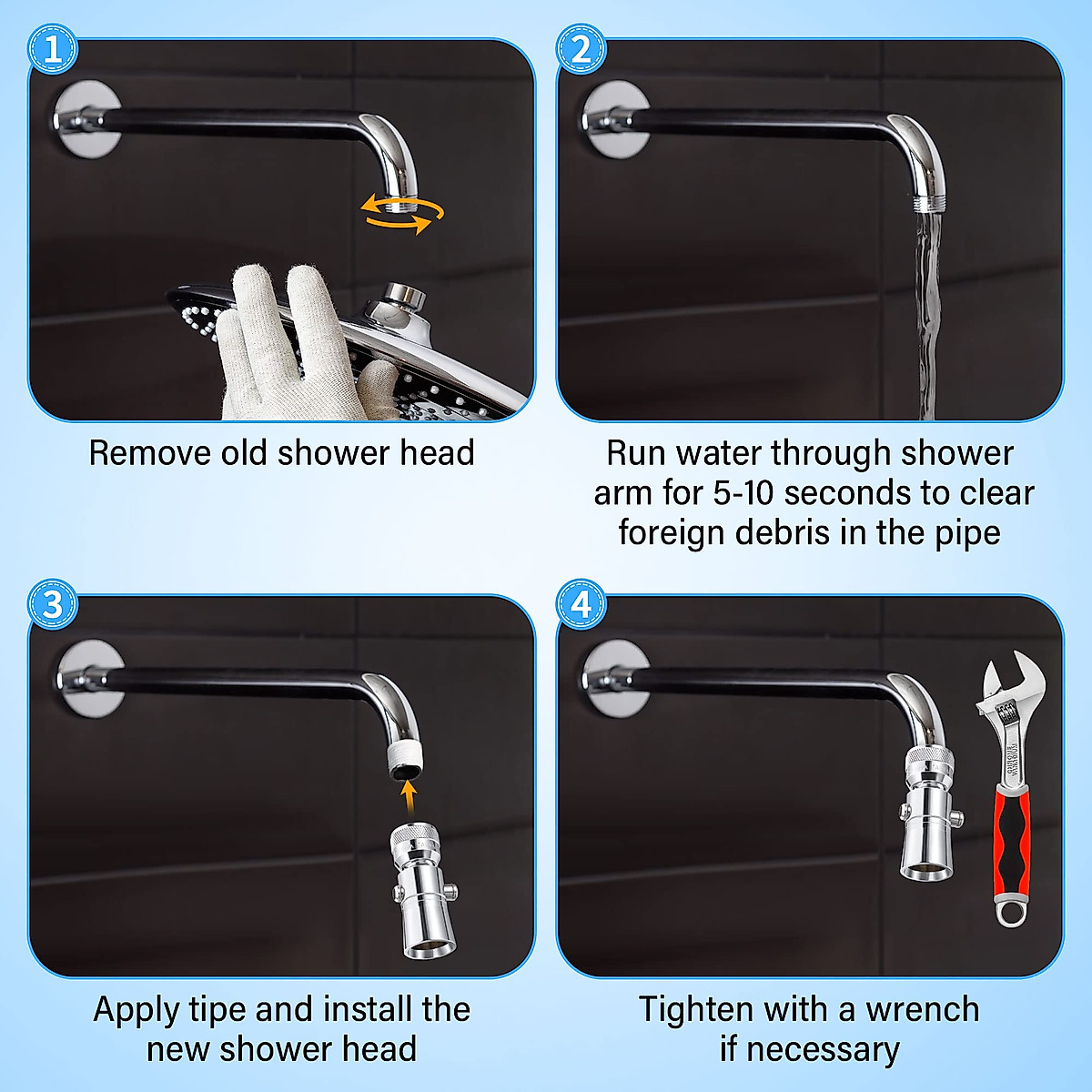 Enhon 1 Set 2 Setting Pivoting Single Spray Shower Head with Shut Off Valve Replacement for 52652-PK Compatible with Delta Shower 2.5 GPM Brass Water Saving Shower Head Chrome 1" Diameter Spray Face