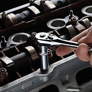 WORKPRO 1/4-Inch Drive Ratchet, Quick-Release Reversible Ratchet Wrench, 72-Tooth 1/4 Drive Ratchet Handle, Chrome Alloy Made, Cr-Mo Head, Full Polished