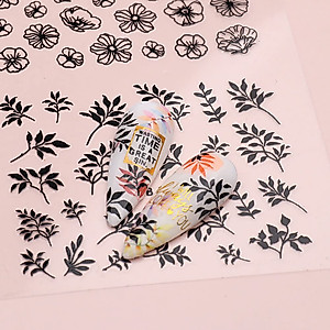 Flower Nail Art Stickers Decals (Black)